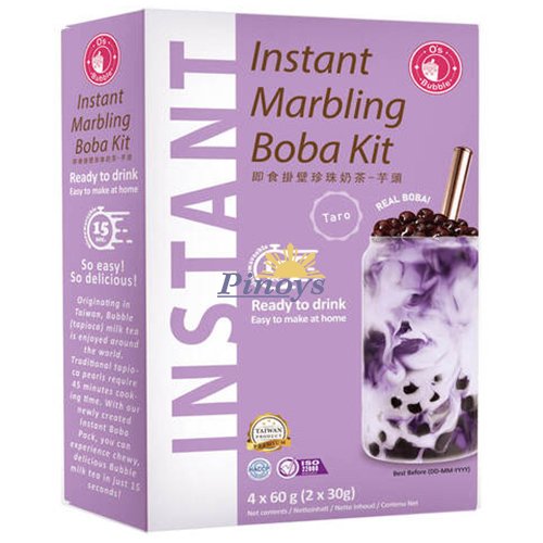 Instant Taro Bubble Tea Kit, Boba 240 g (4x60g) - O's Bubble :: Pinoys.eu