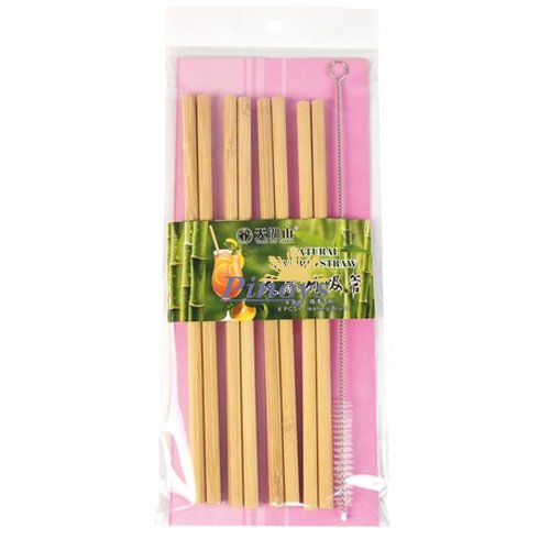 Bamboo Straws with Brush, Brown (8 pcs) :: Pinoys.eu