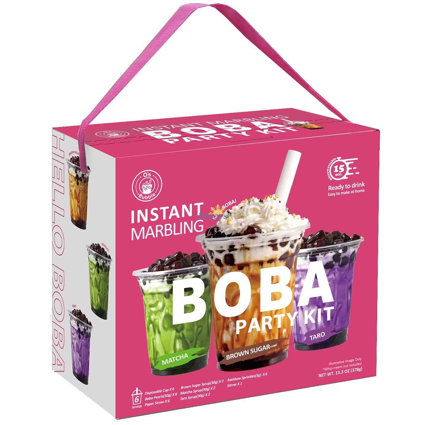 Instant Bubble Tea Party Kit for 6, Boba 360 g (6x60g) - O's Bubble ...