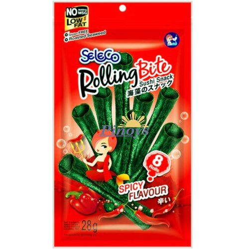 Roasted Seaweed Snack Rolls Spicy flavour, 28 g - SELECO :: Pinoys.eu