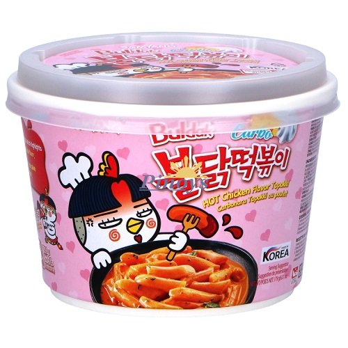 Rice cake Buldak Hot Chicken Carbonara flavour, Topokki, cup 179 g ...