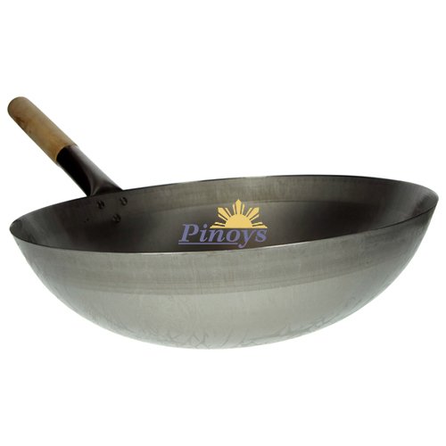 Wok with Wooden Handle (O 38 cm, round bottom) :: Pinoys.eu